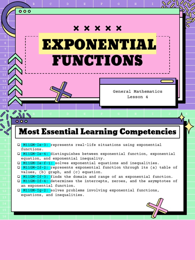 Exponential Functions: General Mathematics Lesson 4 | PDF | Exponential Function | Function ...