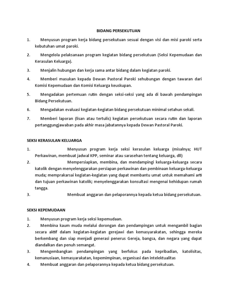 Uraian Tugas Bidang Persekutuan | PDF