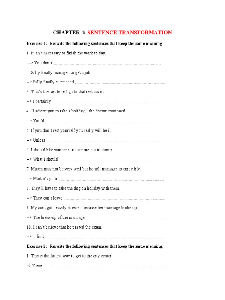 Sentence Transformation | PDF