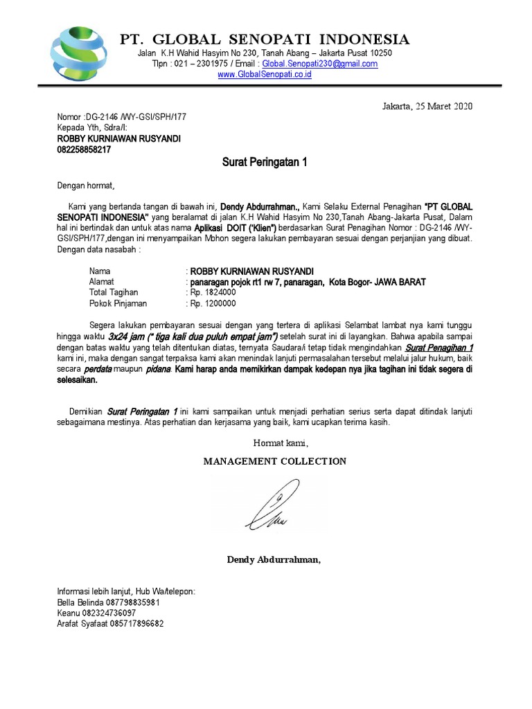 Surat Peringatan 1 | PDF