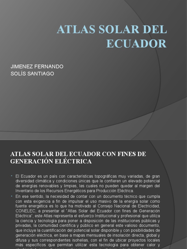 Atlas Solar Del Ecuador | PDF | Energía solar | Energía renovable