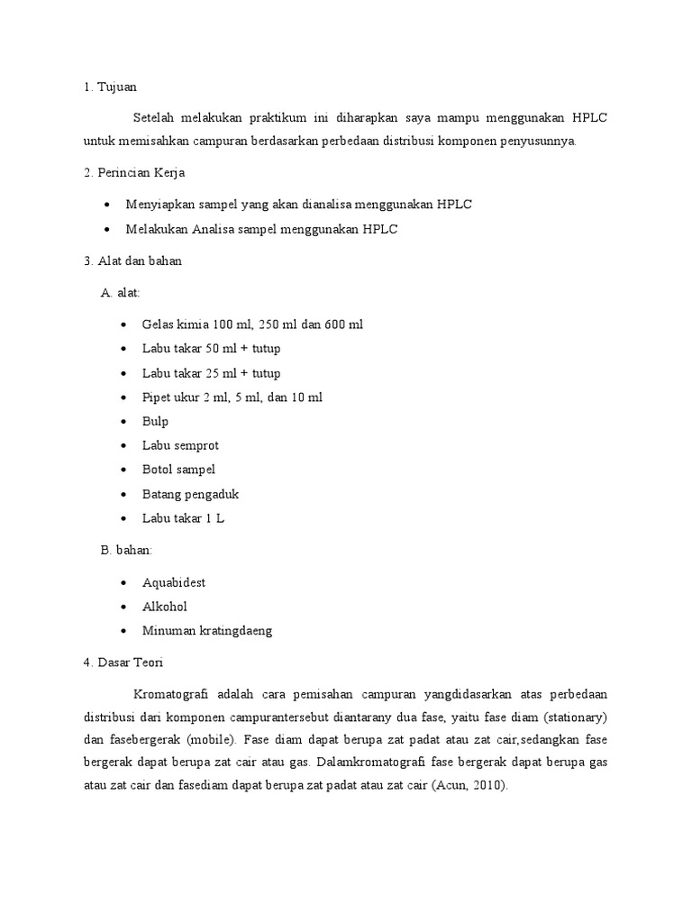Laporan Job HPLC | PDF