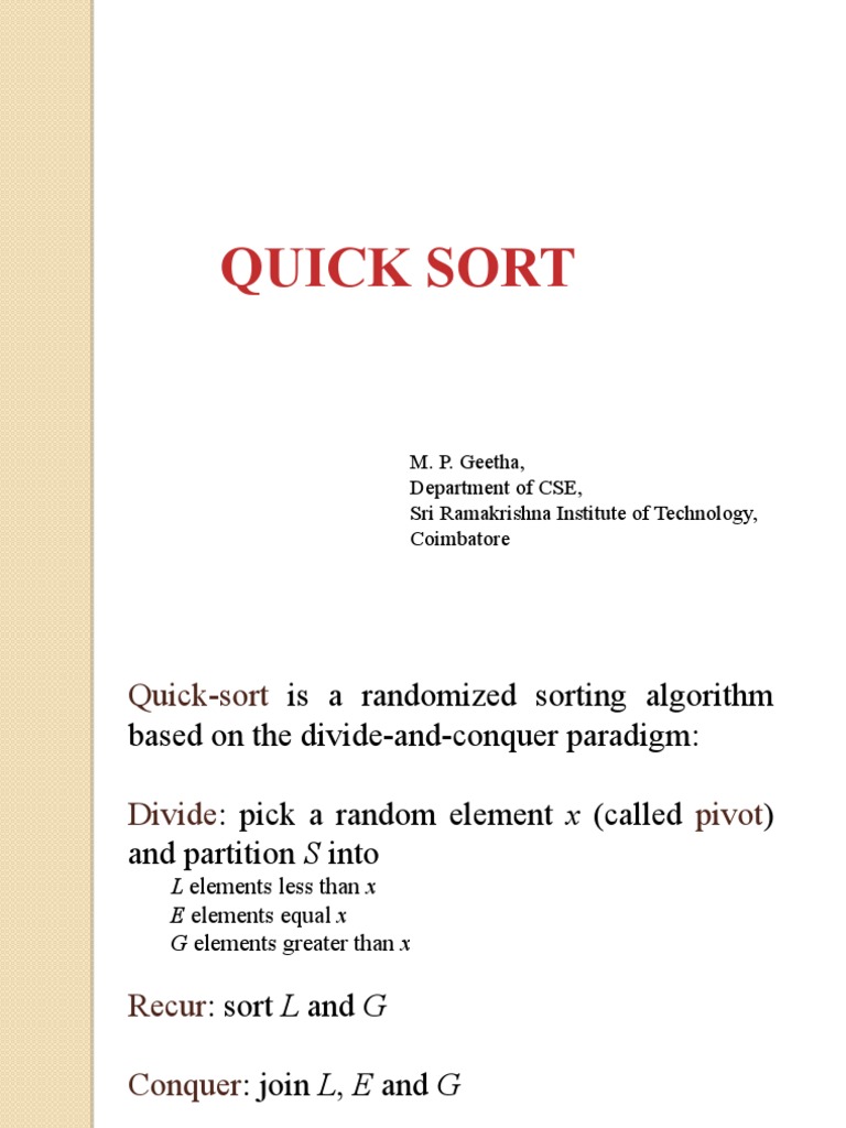 Quick Sort and Binary Search | PDF | Algorithms And Data Structures ...