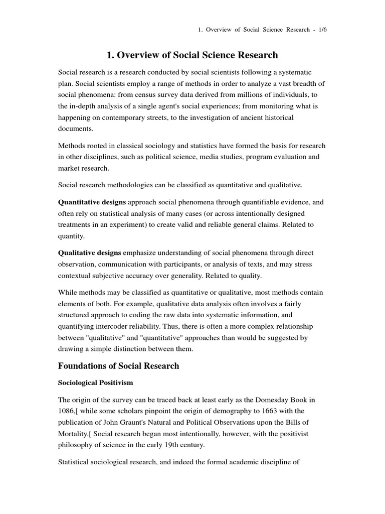 Overview of Social Science Research | PDF | Social Research | Sociology