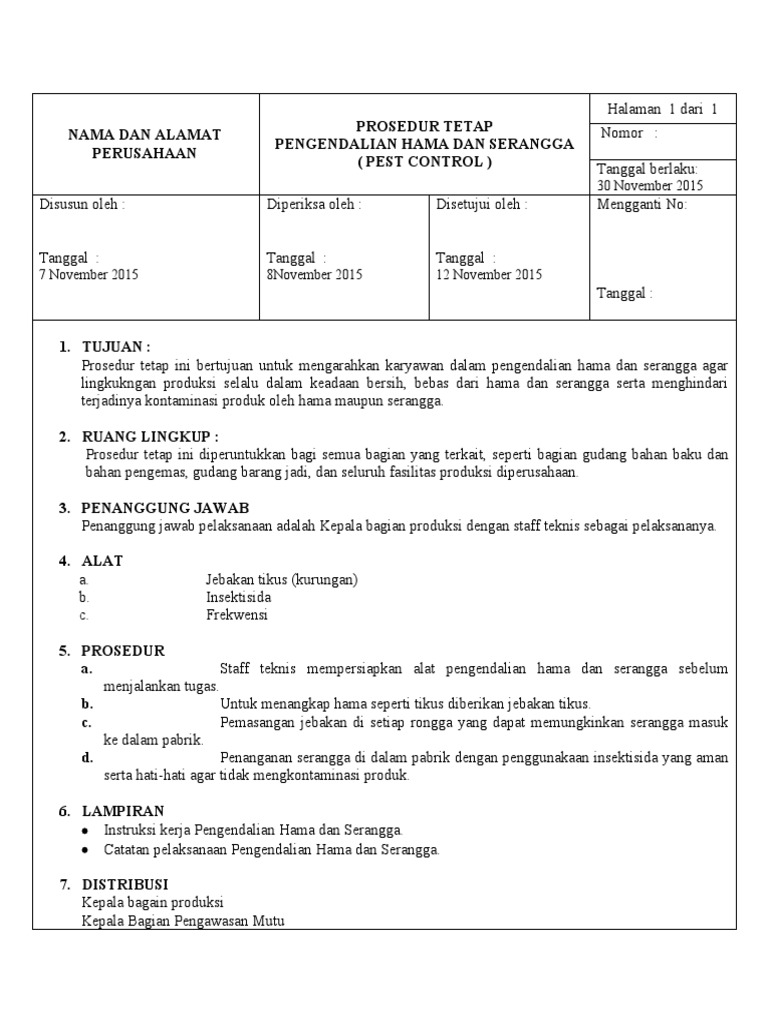 Contoh Protap Pengendalian Hama | PDF