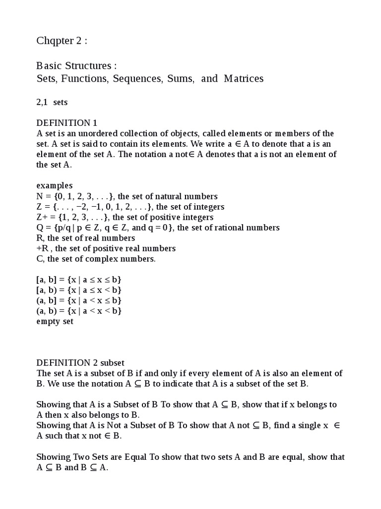 Chqpter 2: Basic Structures: Sets, Functions, Sequences, Sums, and ...