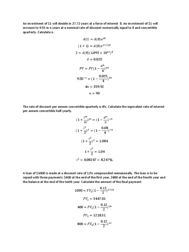 QUIZ 1: Theory of Interest | PDF | Present Value | Compound Interest