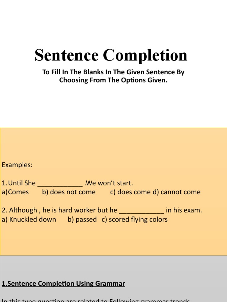 Sentence Completion A | PDF | Verb | Adverb