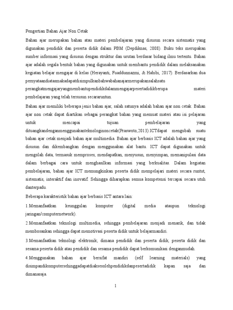 Pengertian Dan Jenis Bahan Ajar Non Cetak | PDF