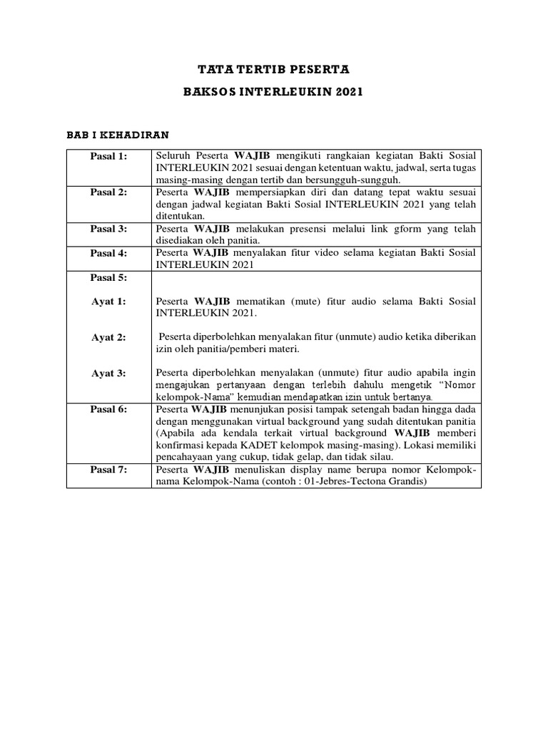 Tata Tertib Peserta Baksos Interleukin 2021 | PDF | Ilmu Sosial