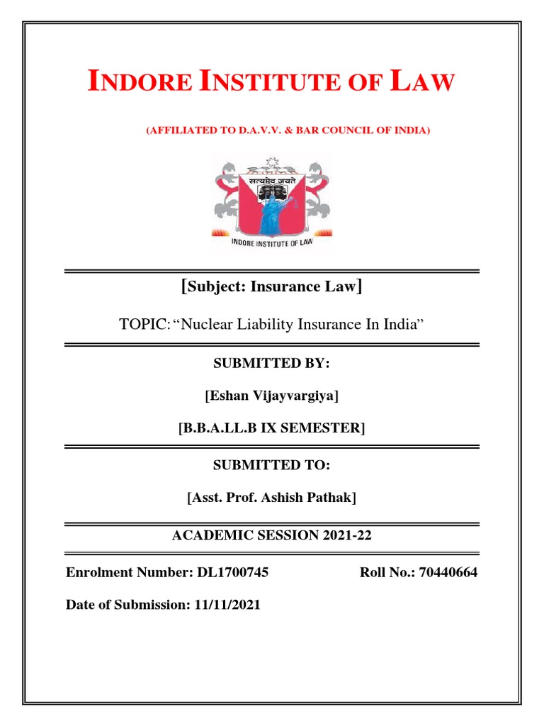 Eshan Vijayvargiya Insurance Law Research Paper | PDF | Special Drawing ...