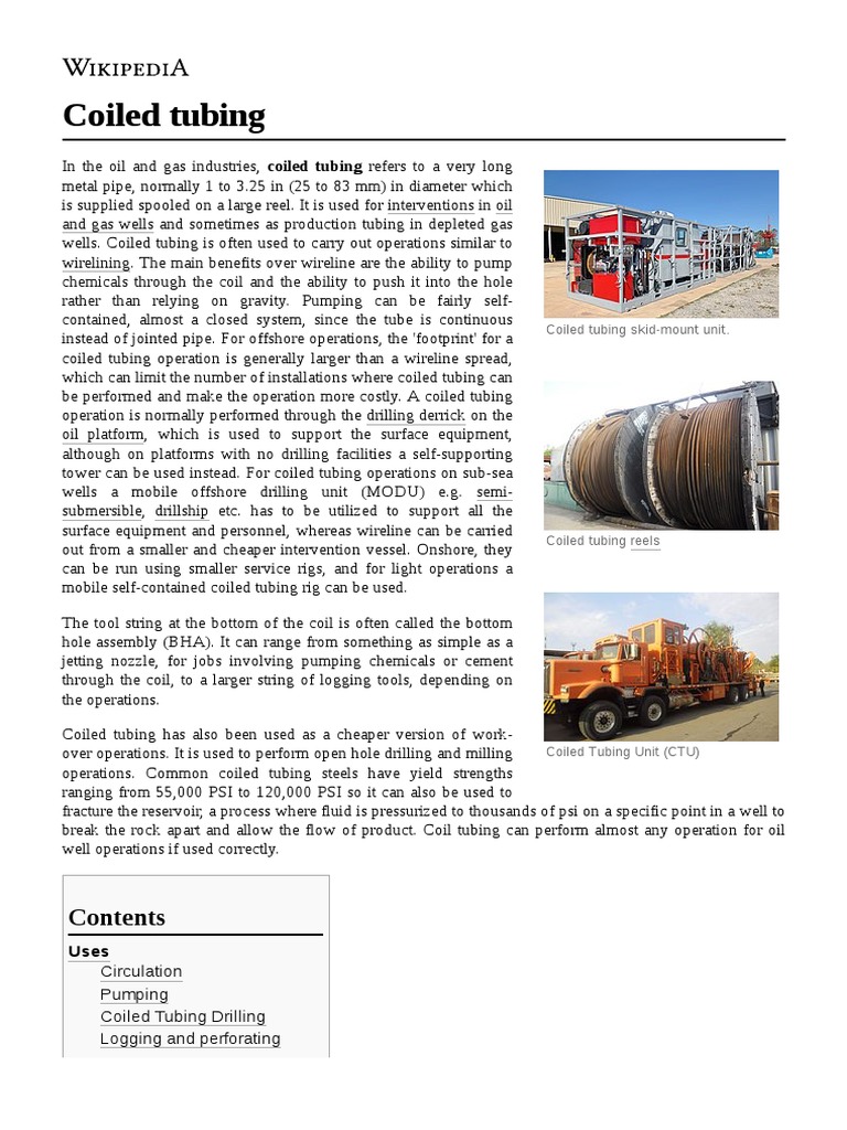 Coiled Tubing | PDF | Equipment | Gas Technologies