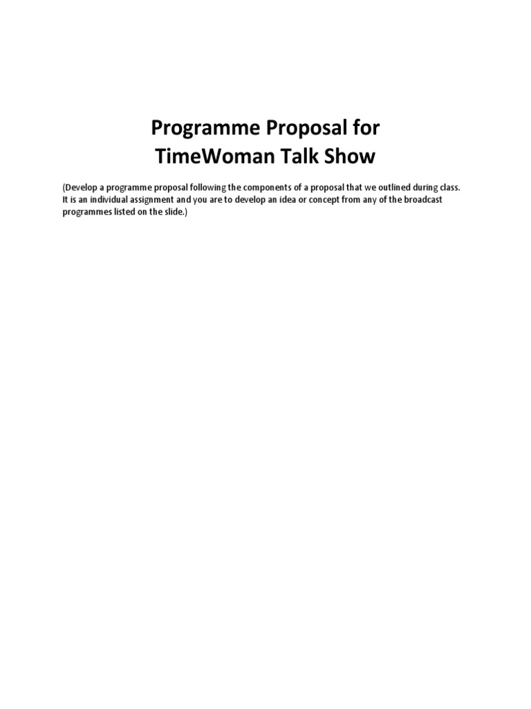 Programme Proposal For TV Production | PDF