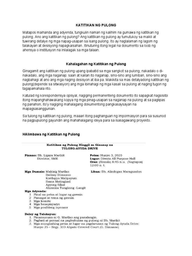 1.1pagsulat NG Katitikan NG Pulong | PDF