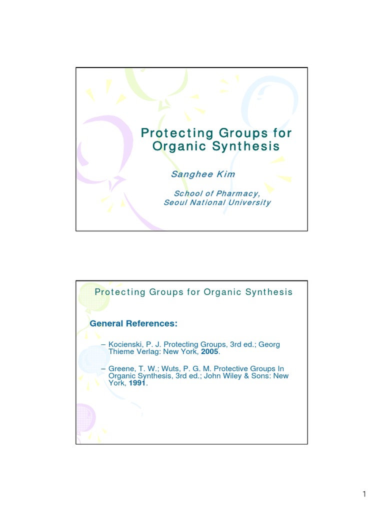 Protecting Groups For Organic Synthesis | PDF | Ester | Ether