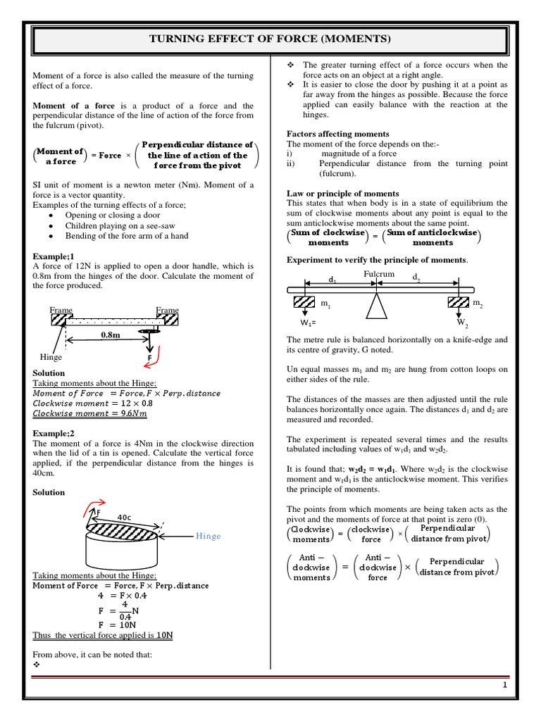 Senior Two Physics Notes (August 2021) | PDF | Lever | Machines