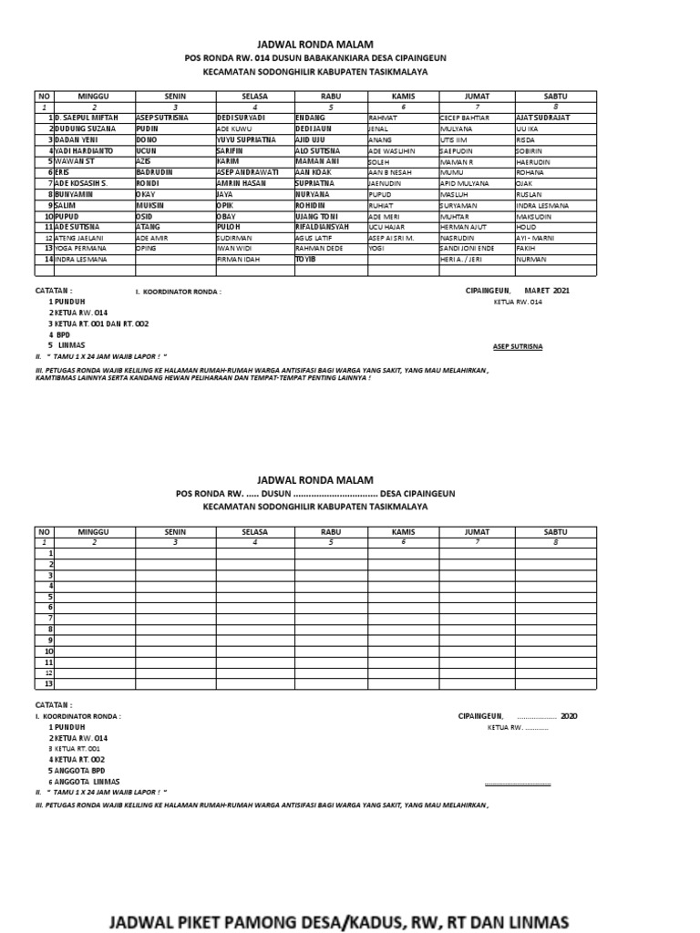 Jadwal Ronda Malam | PDF