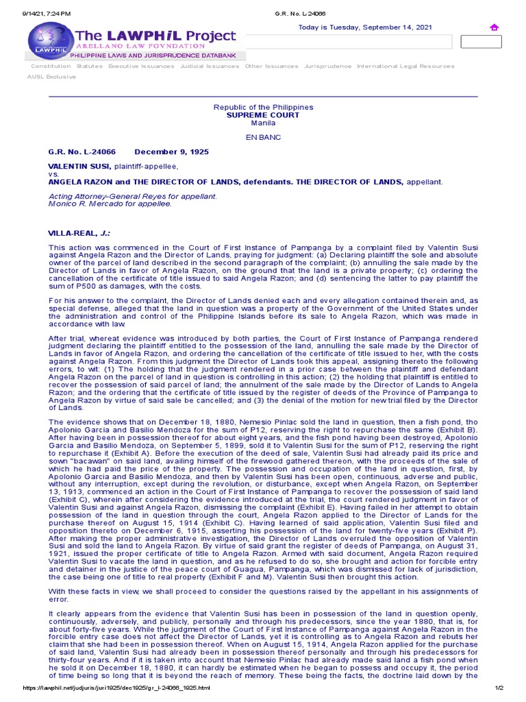 7-Susi vs. Razon, G.R. No. L-24066 | PDF | Judgment (Law) | Complaint