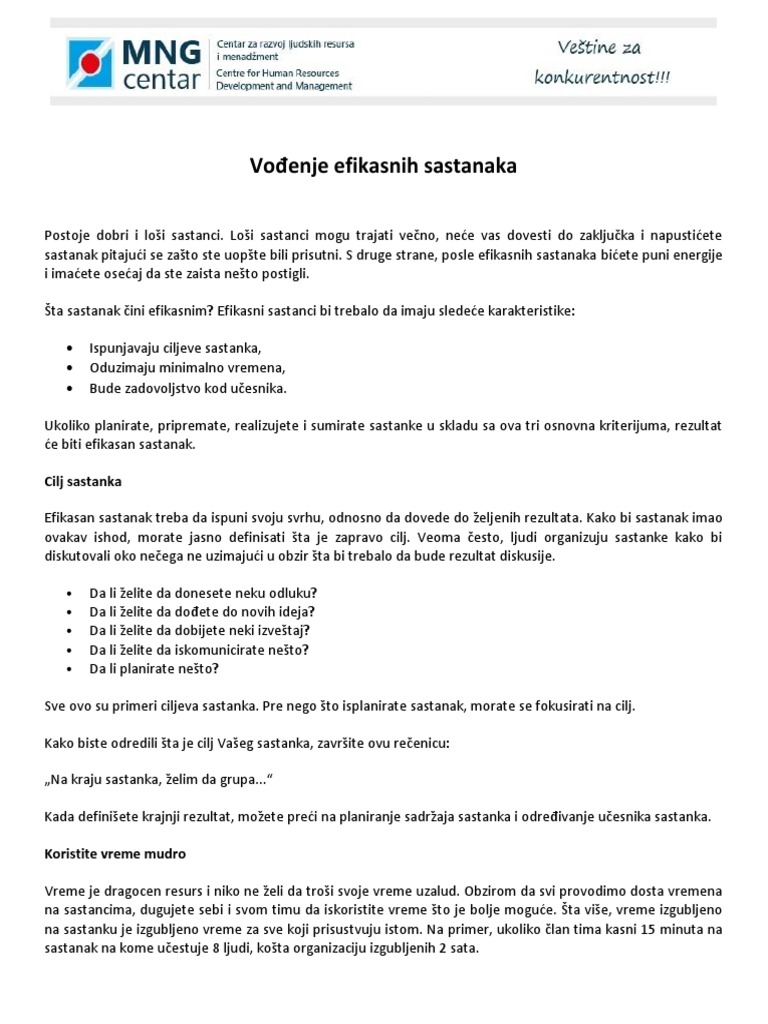 Vodjenje Sastanaka | PDF