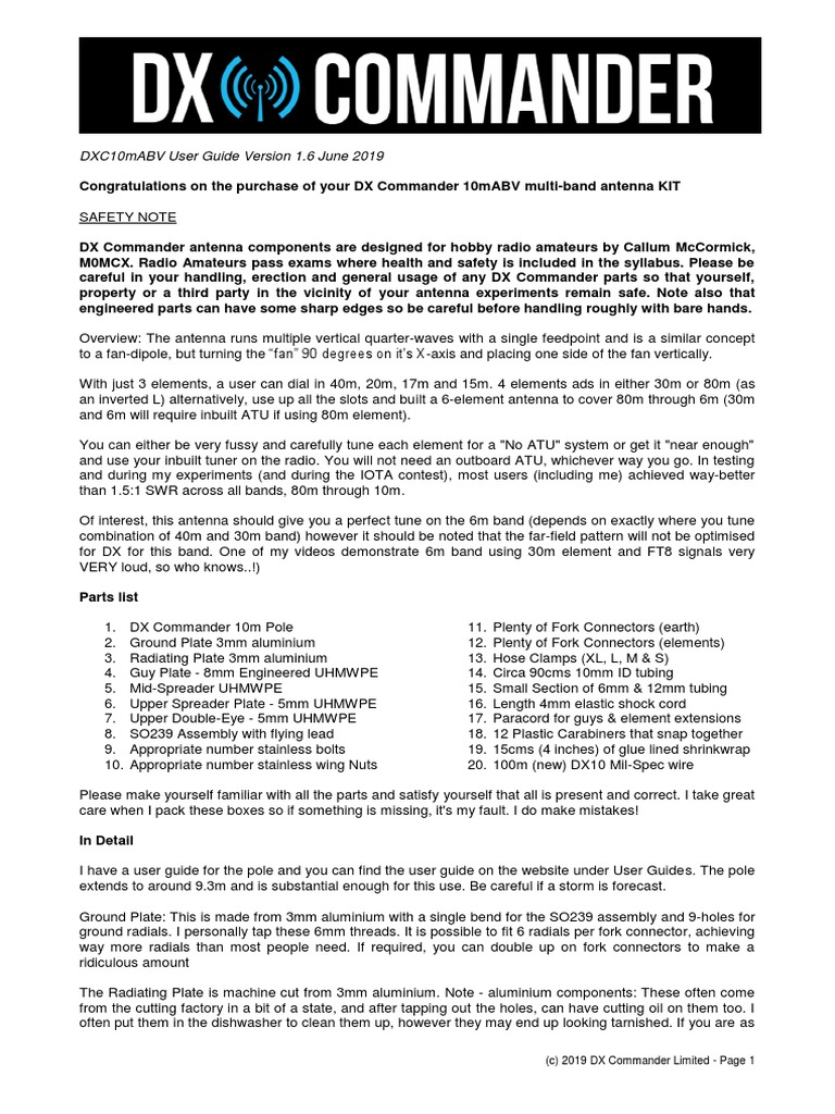 DXC10mABV User Guide Version 1.6 June 2019: (C) 2019 DX Commander ...