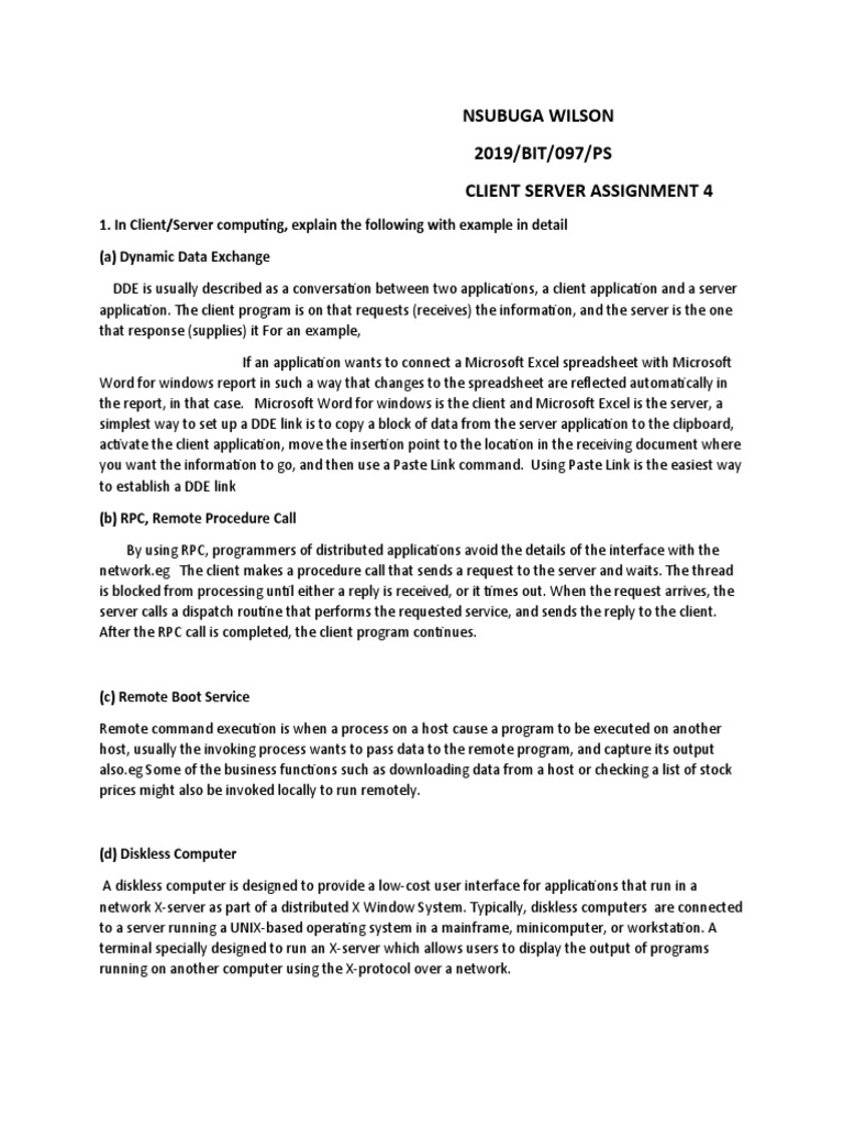 Assignment 4 Client Server | PDF | Client–Server Model | Server (Computing)