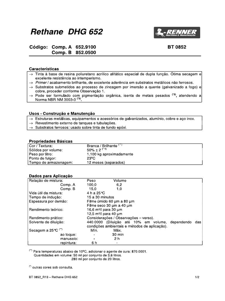 Rethane DHG 652 | PDF