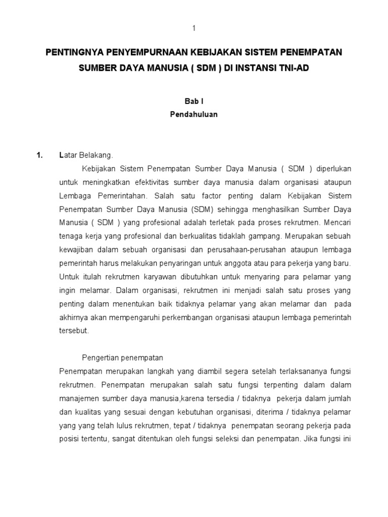 Makalah Kebijakan Penempatan SDM | PDF | Karier & Perkembangan