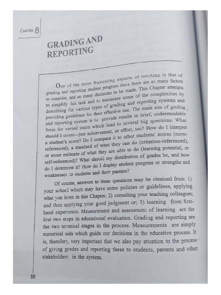 Chapter 8 Grading and Reporting | PDF