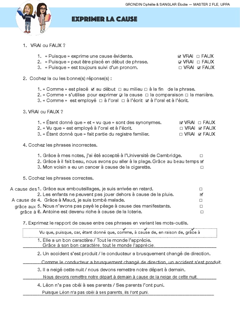 Exprimer la cause en français | PDF | Arts du langage et discipline