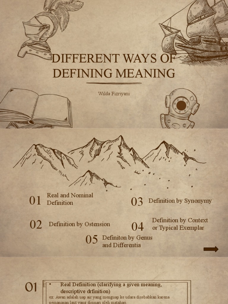 Different Ways of Defining Meaning | PDF | Definition | Semantics