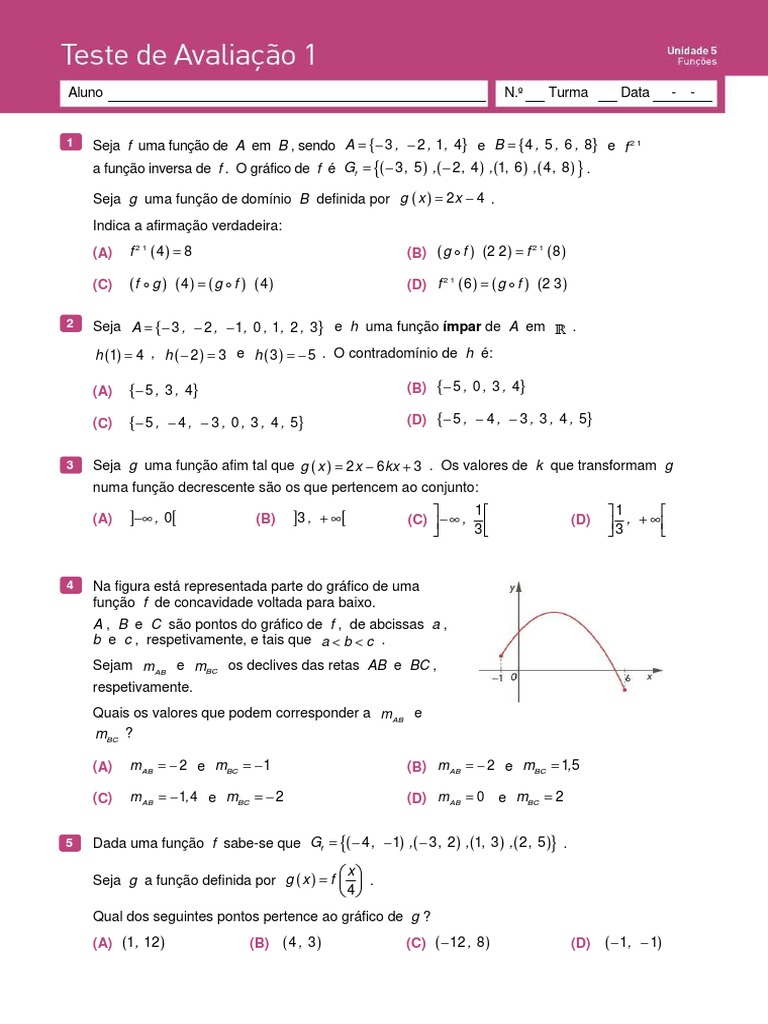 Funções matemáticas: problemas e exercícios resolvidos | PDF | Função ...