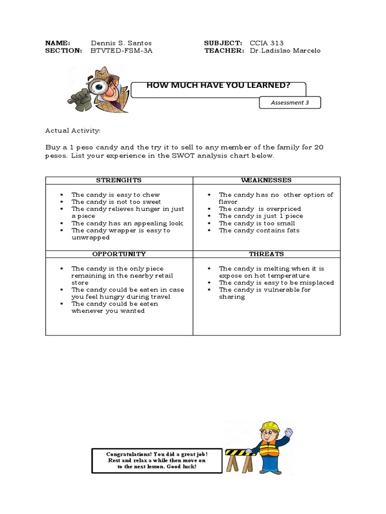 CCIA 313 Assessment Candy SWOT Analysis | PDF