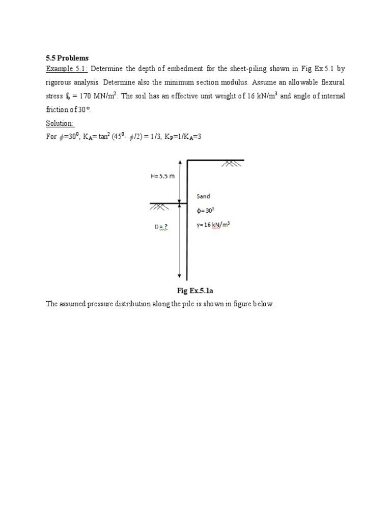 Sheet-Piles Design Using Free-Earth Support Method | PDF | Applied And ...