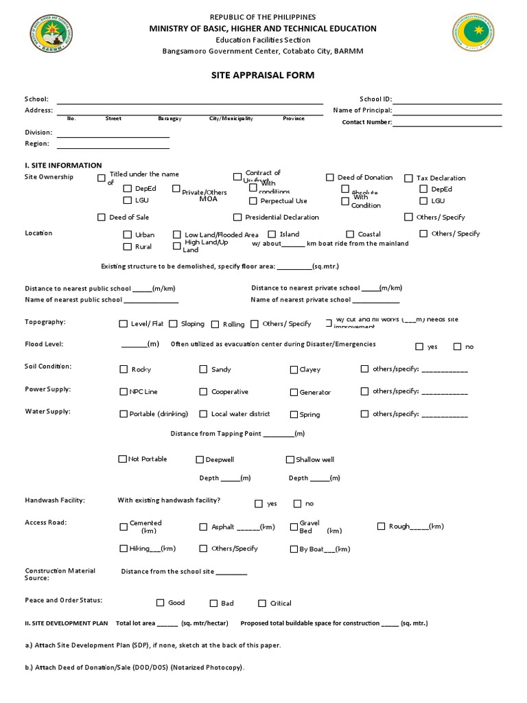 Site Appraisal Form | PDF | Flood