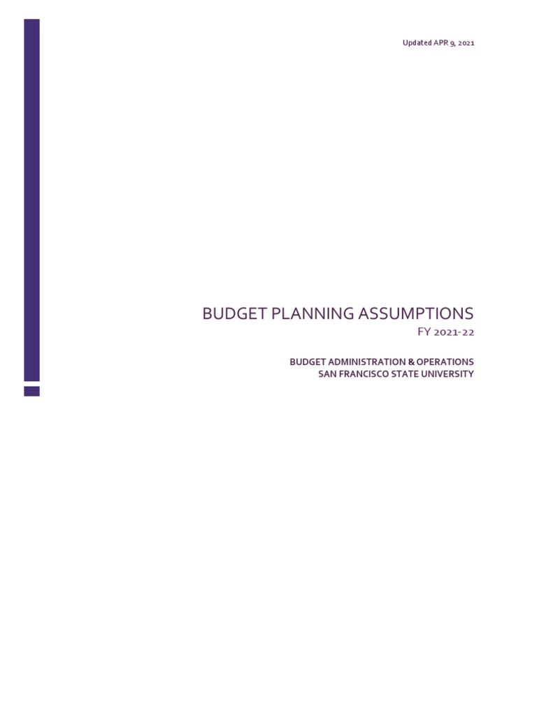 Budget Planning Assumptions: Updated APR 9, 2021 | PDF | Salary ...