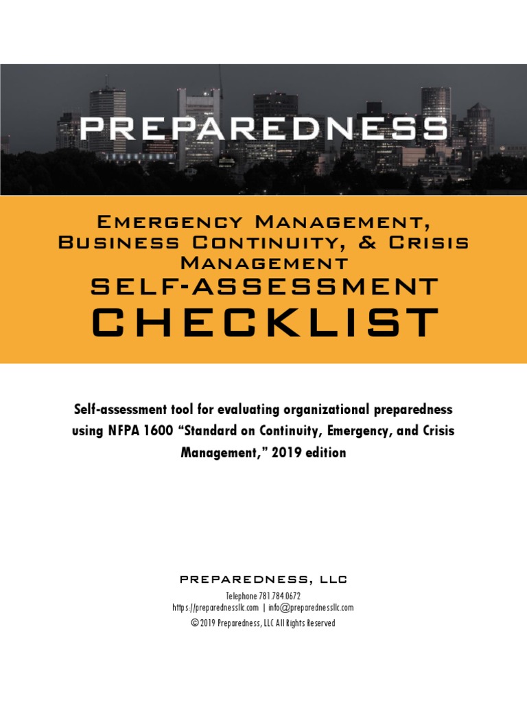 Self-Assessment: Checklist | PDF | Risk Assessment | Emergency Management