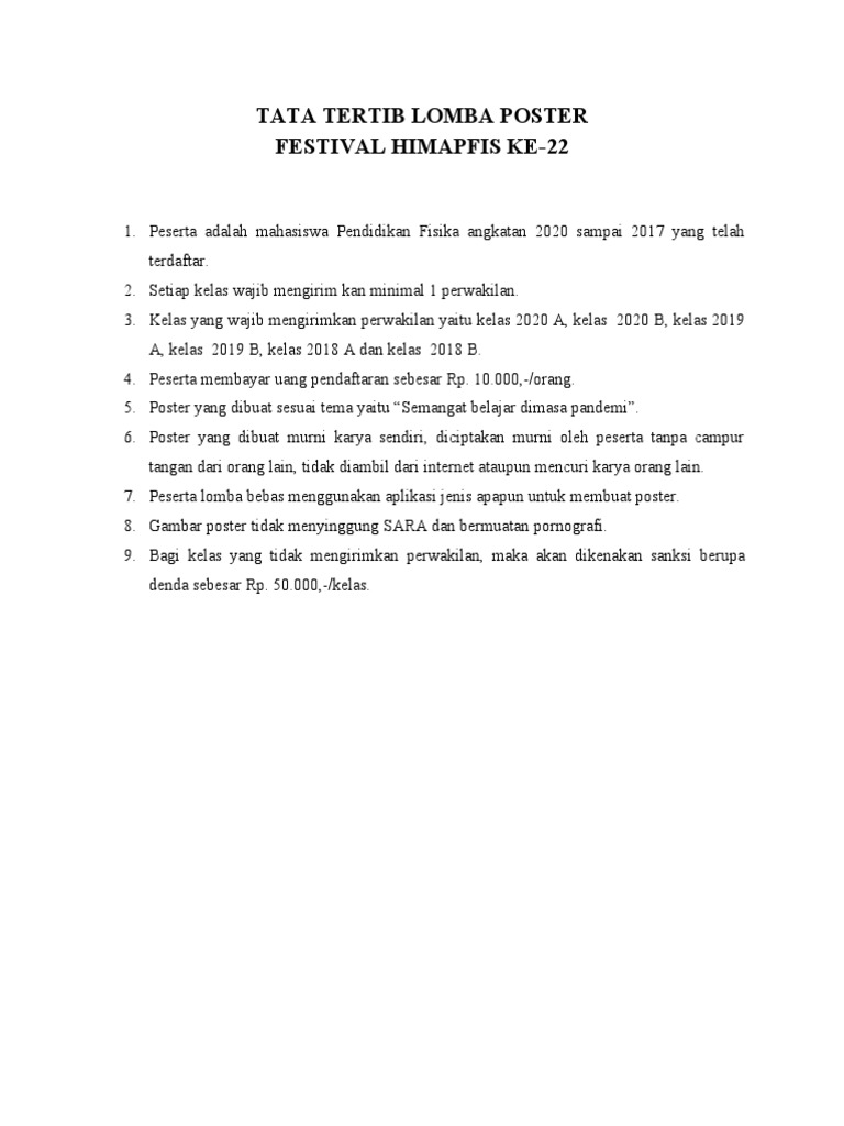 Tatib Dan Teknis Pelaksanaan Lomba Poster | PDF