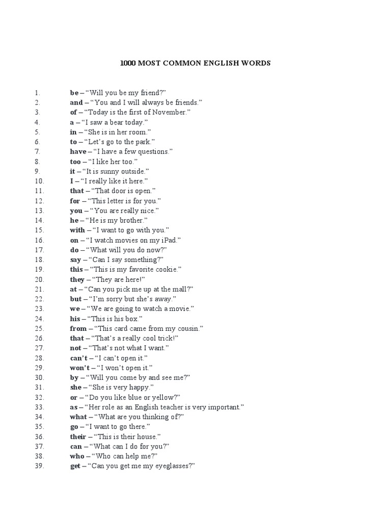 Common English Words List | PDF