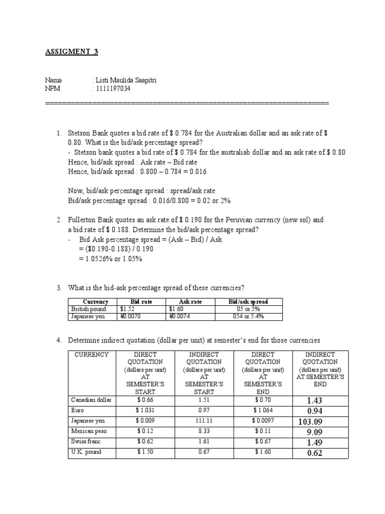 Currency Bid/Ask Spread Analysis | PDF | Japanese Yen | Economies