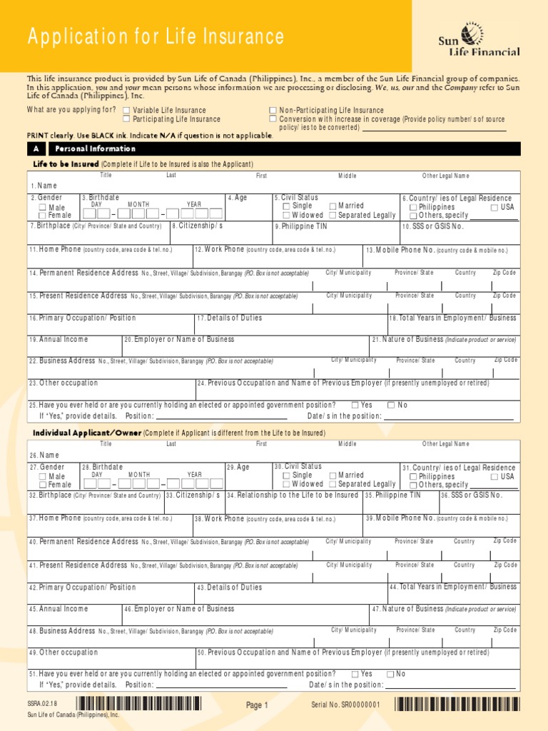 SLOCPI Application For Life Insurance 14june2018 | PDF | Life Insurance ...