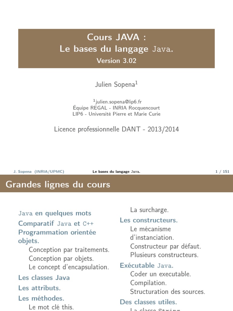 0506 Bases Du Langage Java Debutant | PDF | Classe (informatique) | Java (Langage de programmation)