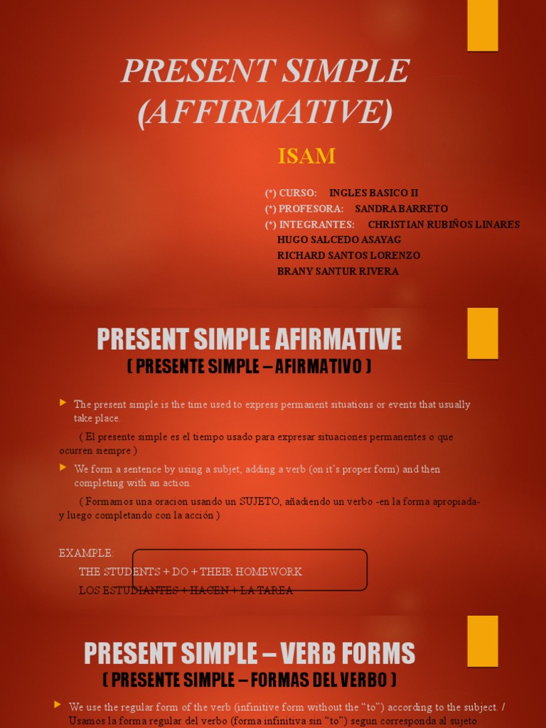 Present Simple (Affirmative) | PDF | Consonant | Language Families