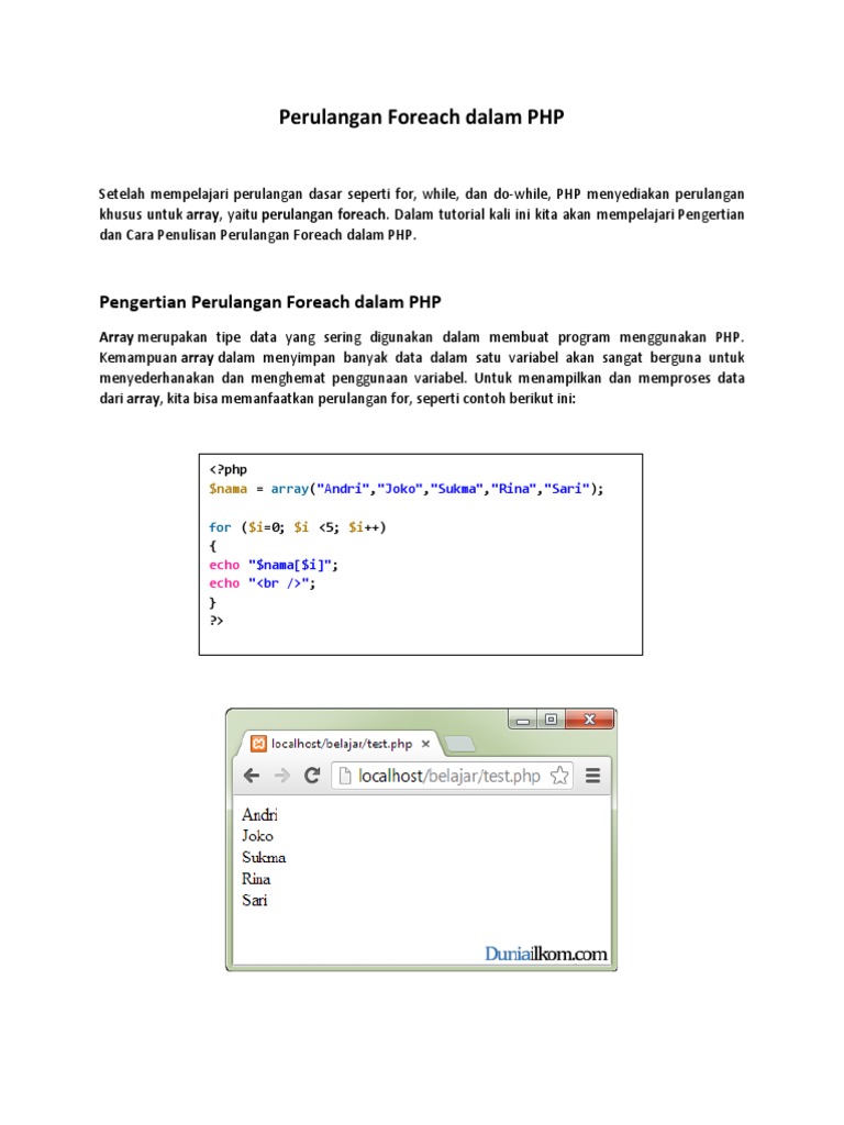 M5 Perulangan Foreach Dalam PHP | PDF | Metode & Bahan Ajar | Komputer