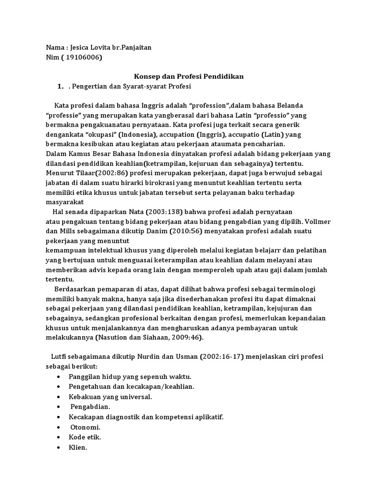 Konsep dan Syarat Profesi Pendidikan | PDF | Karier & Perkembangan