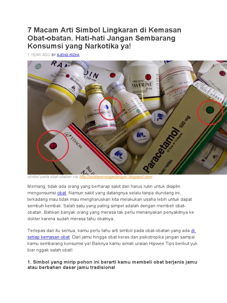 7 Macam Arti Simbol Lingkaran Di Kemasan Obat | PDF