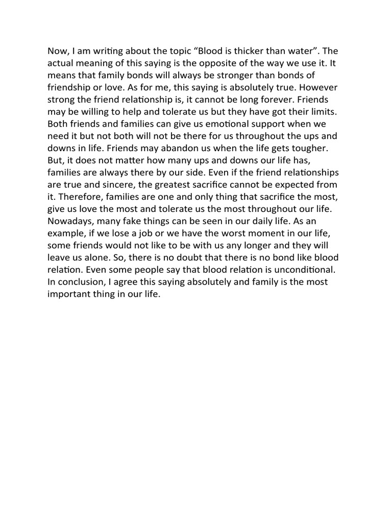 Blood Is Thicker Than Water | PDF