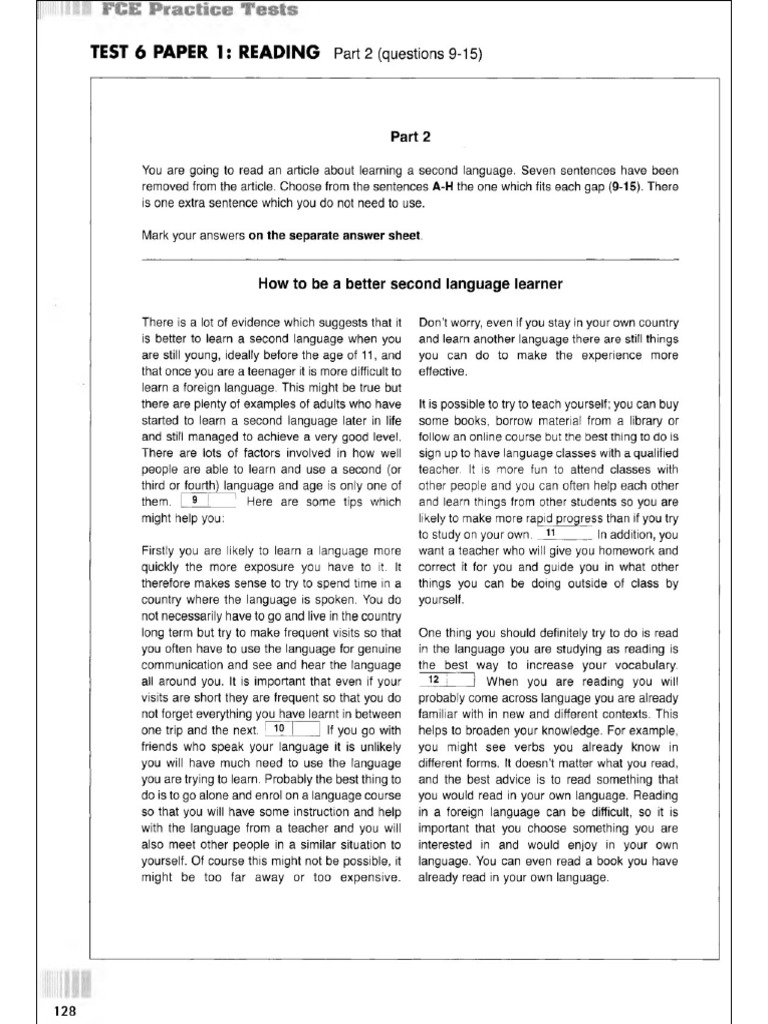 FCE Practice Test | PDF