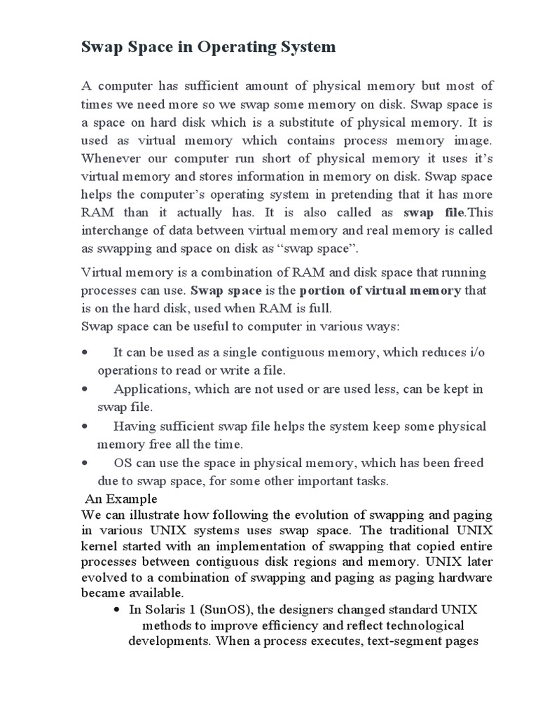 Swap Space in Operating System | PDF | Malware | Computer Data Storage