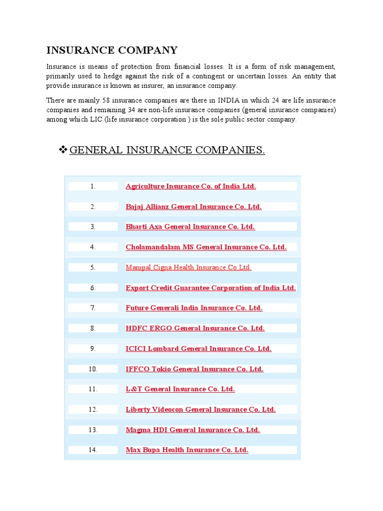 Insurance Company | PDF | Vehicle Insurance | Insurance