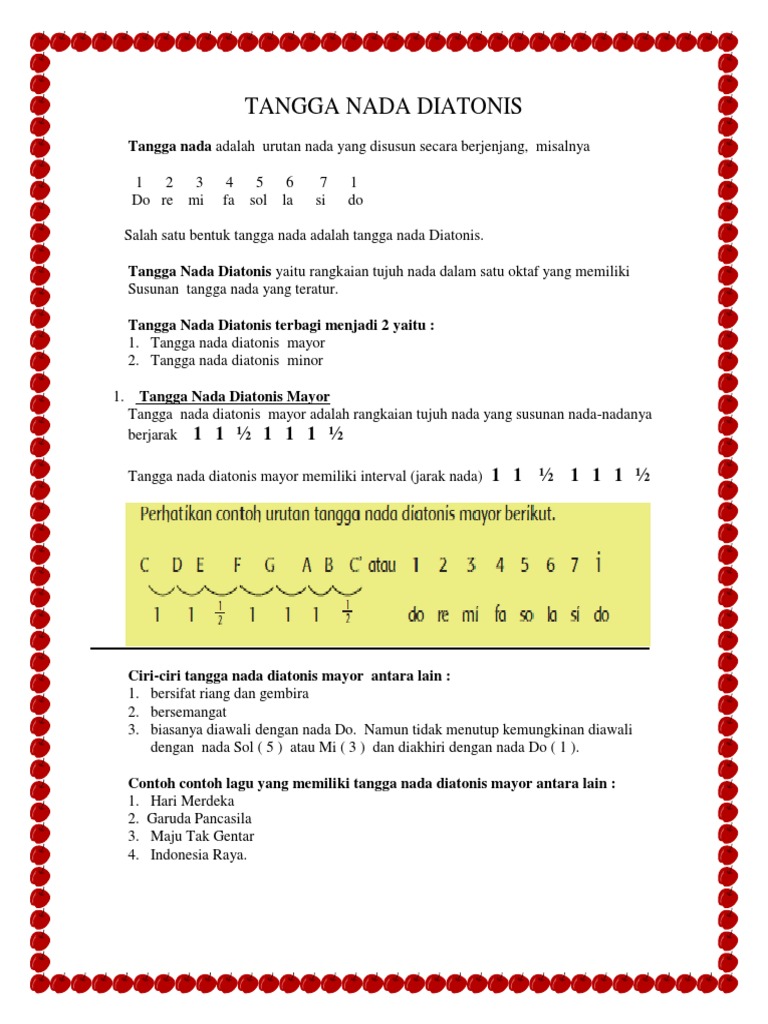 Ciri dan Susunan Tangga Nada Diatonis | PDF